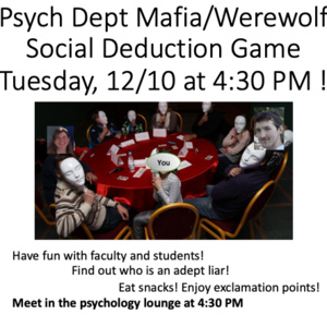 Psych Dept Mafia/Werewolf Social Deduction Game - Events Calendar